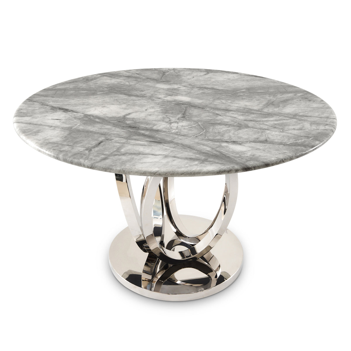 Zara 4 Seater Round Dining Table Silver - Grey Marble – My Home Rocks